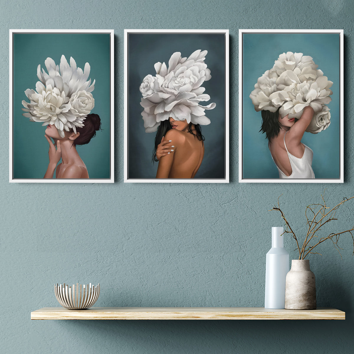 The Hidden Woman Set of 3 Piece Framed Canvas Prints Wall Art Decor ...