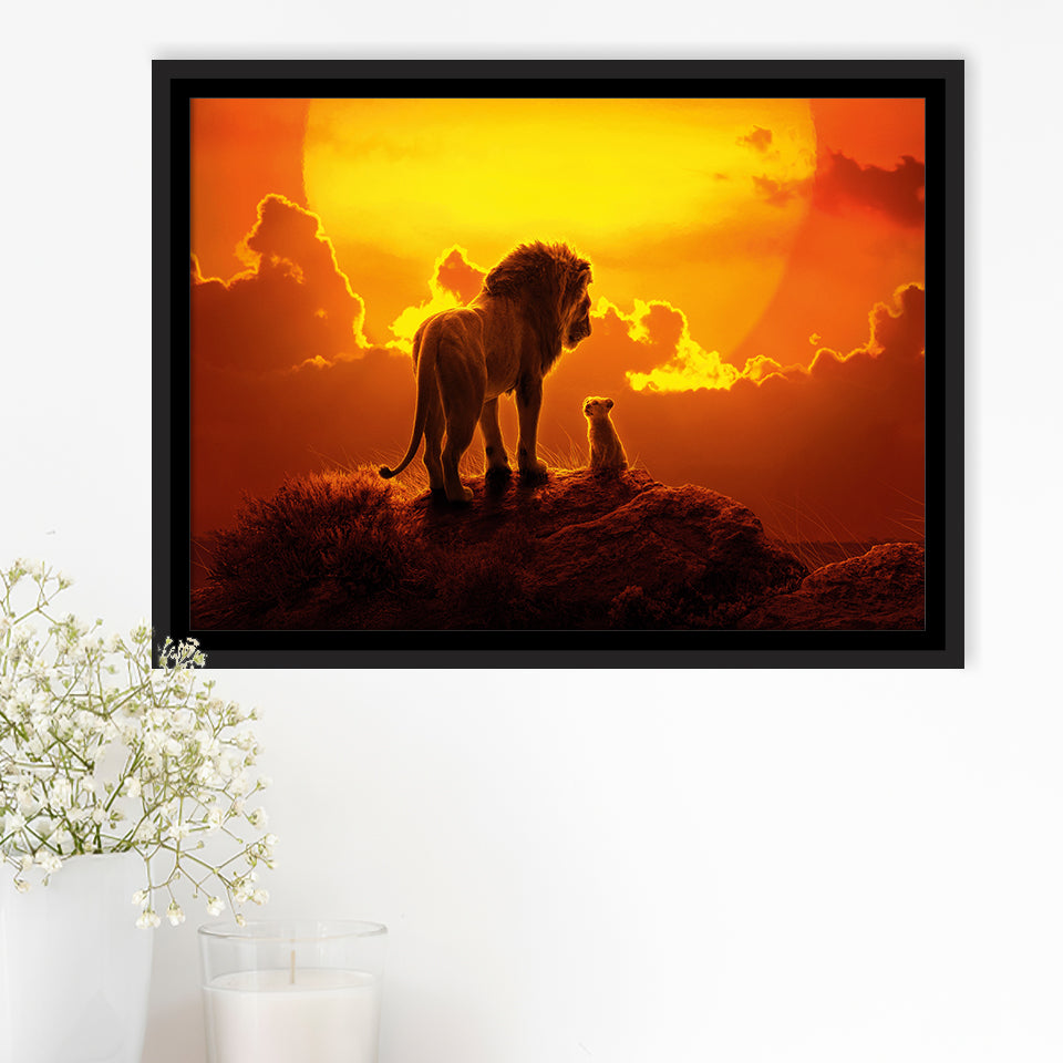 The Lion King Dad And Son, Dad Gift Framed Canvas Prints Wall Art, Flo ...