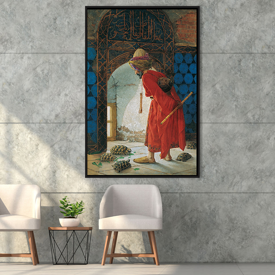 The Tortoise Trainer, Osman Hamdi Painting Framed Canvas Prints Wall A ...