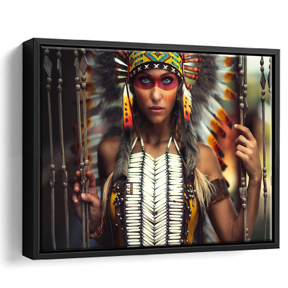 Tribal Native Indian Lady Painted Face American Indian Art Framed Canv ...