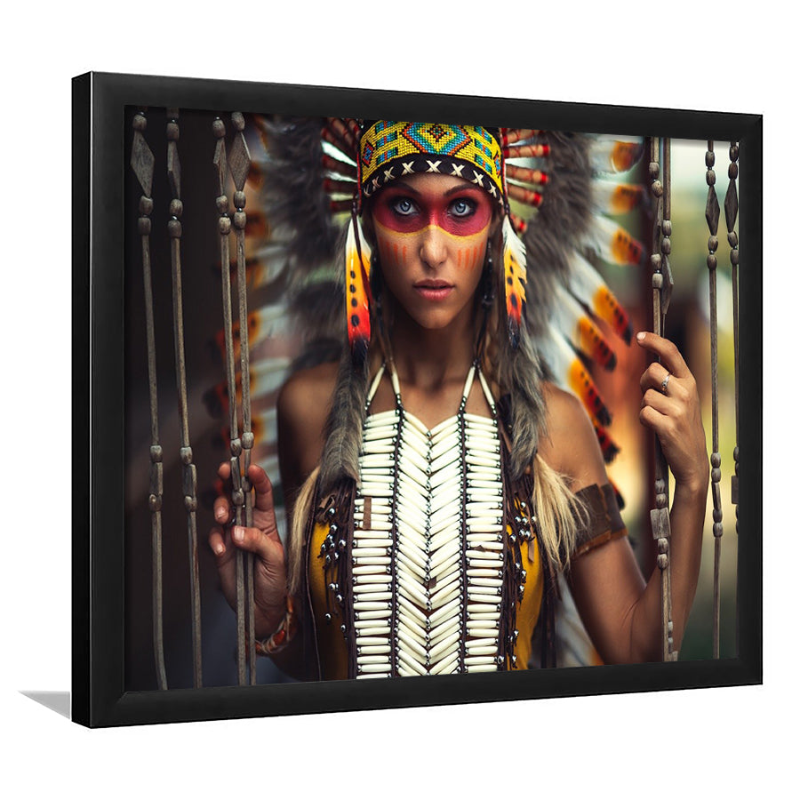 Tribal Native Indian Lady Painted Face American Indian Art Framed Art ...