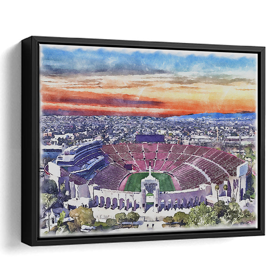 USC Trojans Los Angeles Memorial Coliseum Watercolor, Sport Art Prints ...