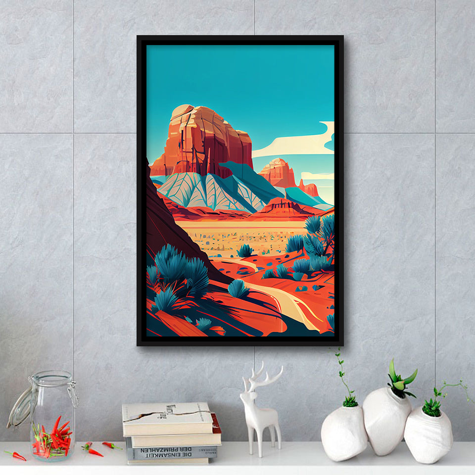 Utah Retro Art Print, Large Canvas, Framed Canvas Print Wall Art Home ...