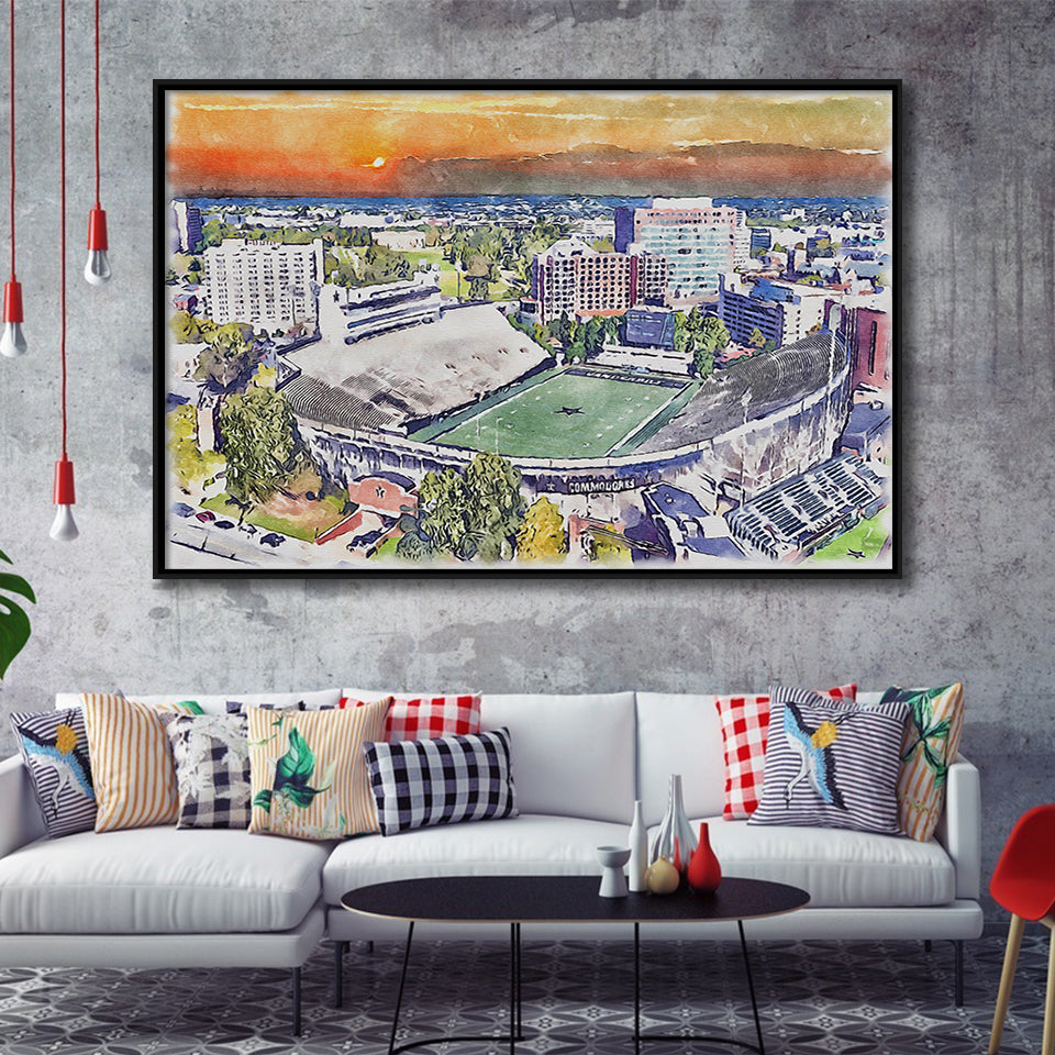 Vanderbilt Commodores Vanderbilt Stadium at Dudley Field Watercolor, S ...