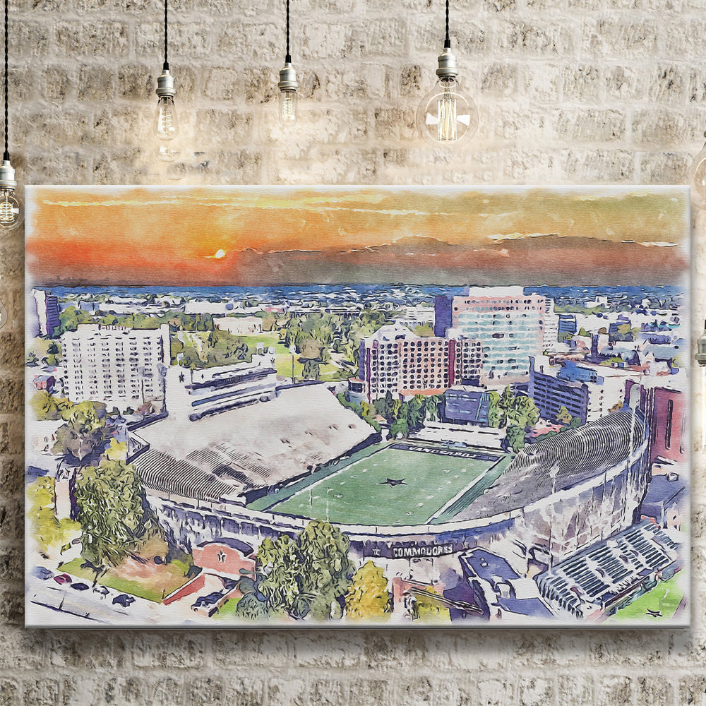 Vanderbilt Commodores Vanderbilt Stadium at Dudley Field Watercolor, S ...