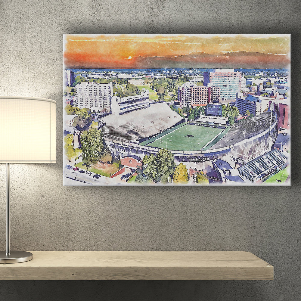 Vanderbilt Commodores Vanderbilt Stadium at Dudley Field Watercolor, S ...