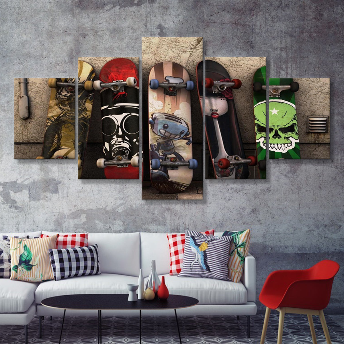 Vanz Skate 5 Pieces Canvas Prints Wall Art - Painting Canvas, Multi Pa ...