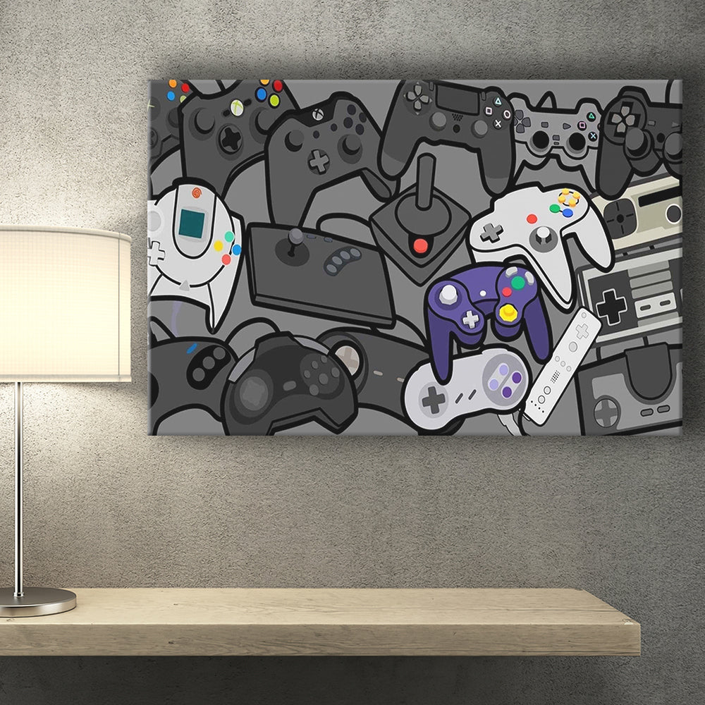 Video Gamer Decor Gamer Controllers Canvas Prints Wall Art - Painting ...