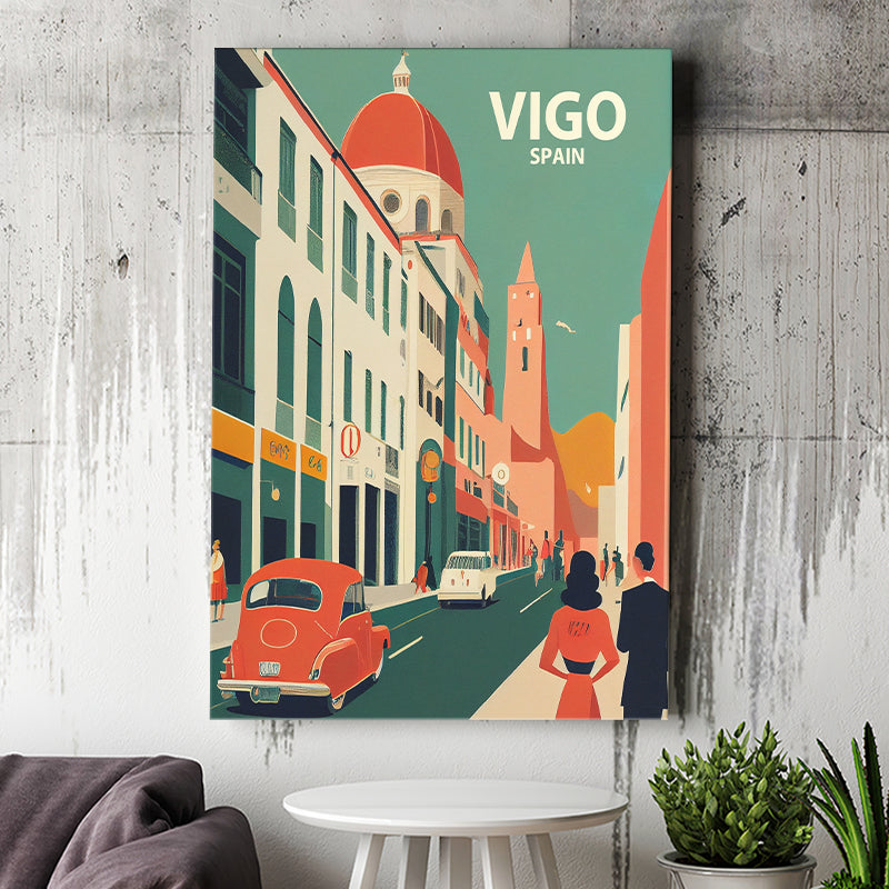 Vigo Spain Retro Art Print ,City Art Print, Large Canvas, Canvas Print ...