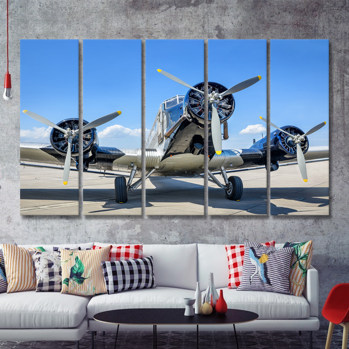 Vintage Airplane Wall Mural Aerobatic 5 Piece B Canvas Prints Wall Art ...