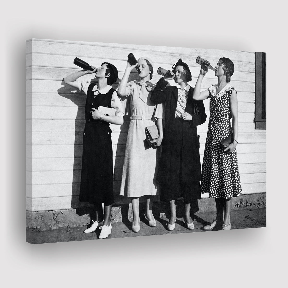 Vintage Flapper Girls Drinking Black And White Print, Roaring Twenties ...