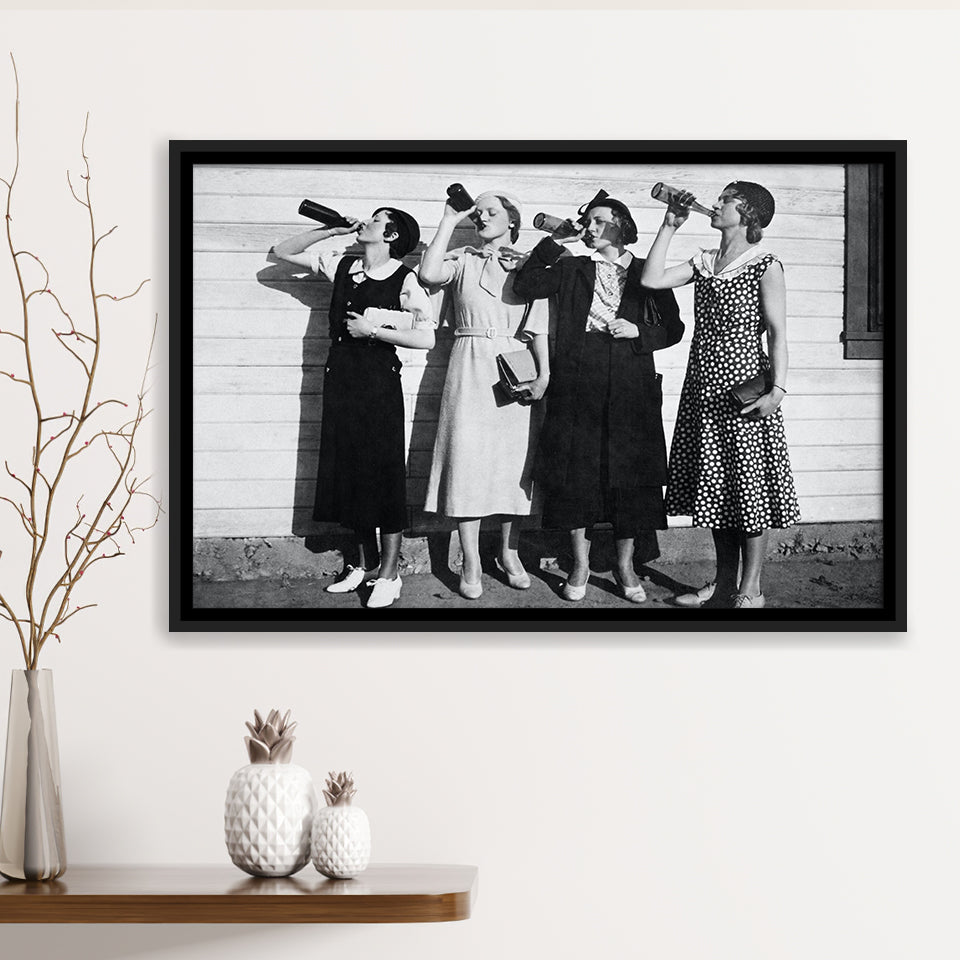 Vintage Flapper Girls Drinking Black And White Print, Roaring Twenties ...