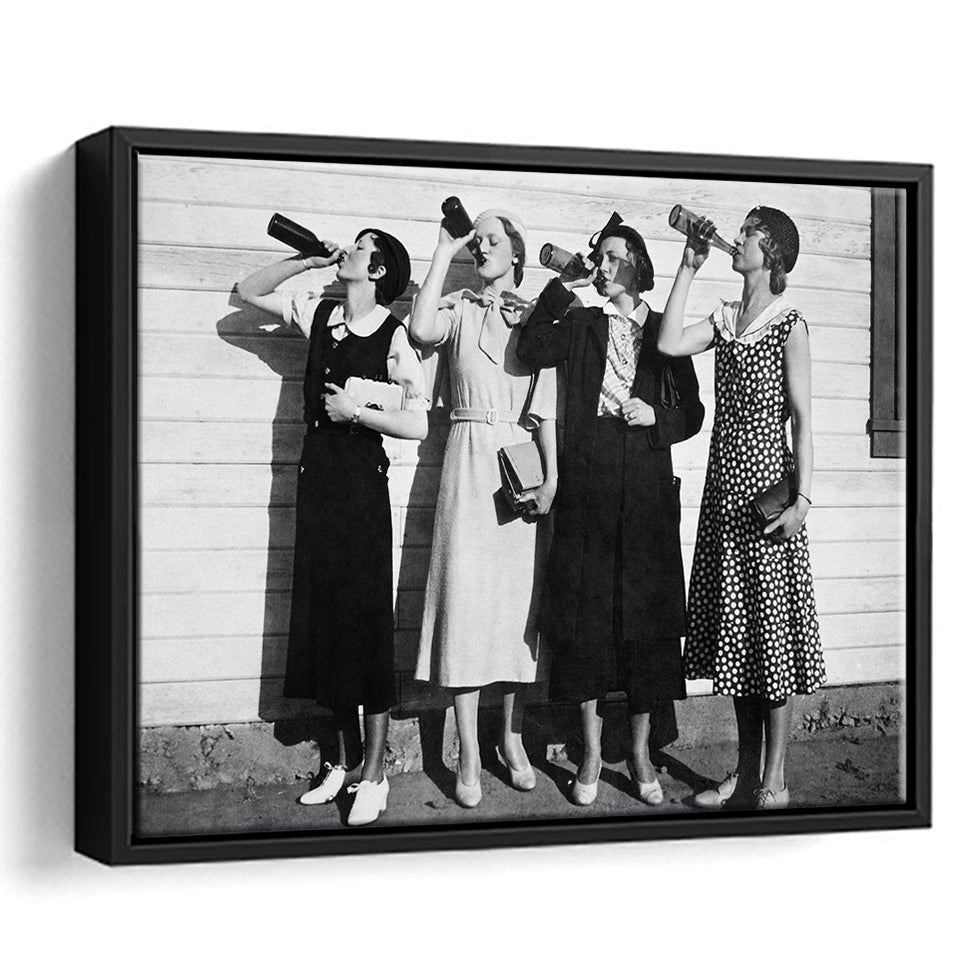 Vintage Flapper Girls Drinking Black And White Print, Roaring Twenties ...