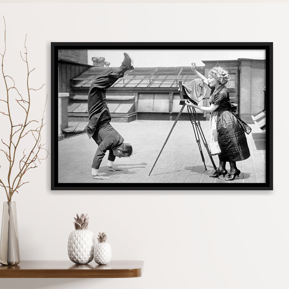 Vintage Hollywood Handstand Black And White Print, 1920'S Wall Art Fra ...