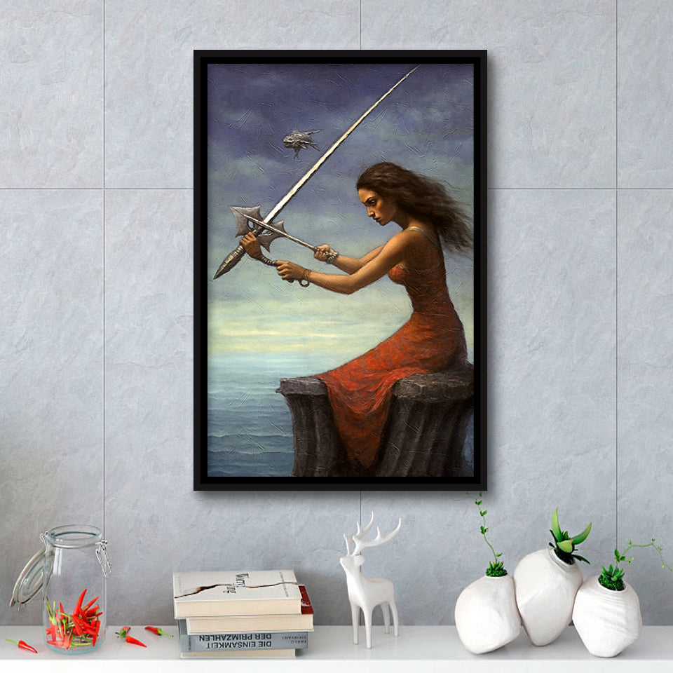 Warrior Black Woman Framed Canvas Prints Wall Art, Floating Frame, Lar ...