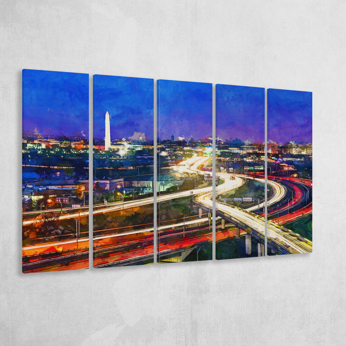 Washington Dc Skyline Highways Monuments 5 Pieces Extra Large Canvas P ...