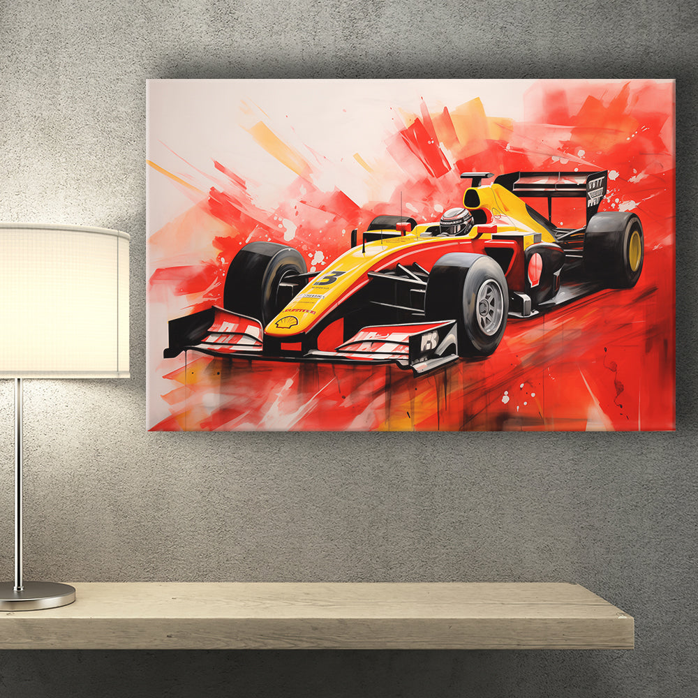Watercolor Racing Car Formula One Art Mixed Color Canvas Prints Wall A ...