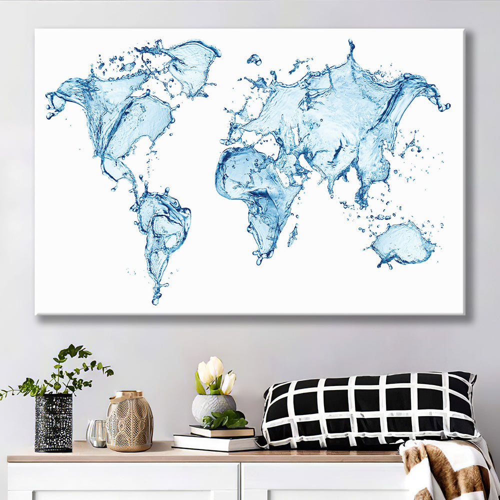 World Map Water Canvas Prints Wall Art Decor - Painting Canvas,Home De ...