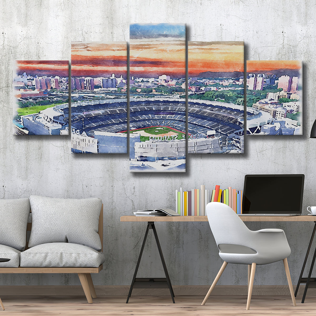 Yankee Stadium Watercolor An, 5 Pieces, Multi Panel Canvas Prints Wall ...