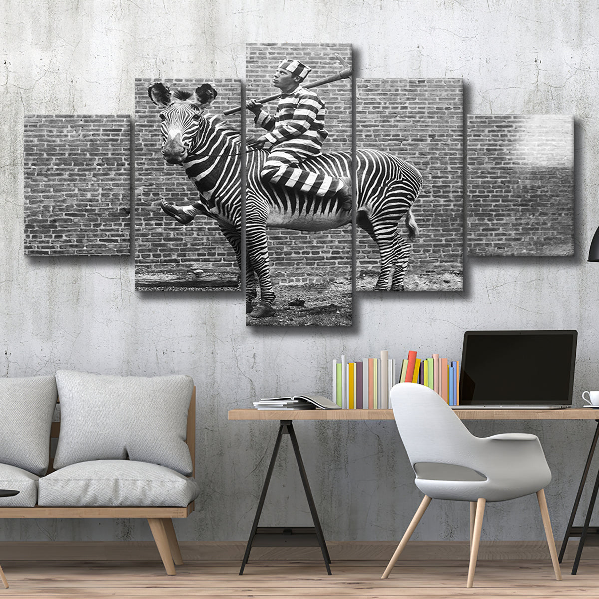 Zebra Prison Break Black And White Print, Comic Criminal 5 Panels, Can ...