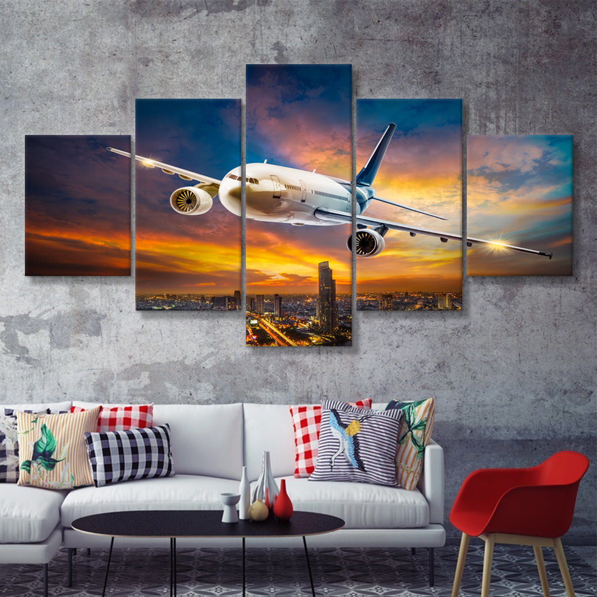 Aircraft Wide Body Aerospace Engineering 5 Piece Canvas Prints Wall Ar ...