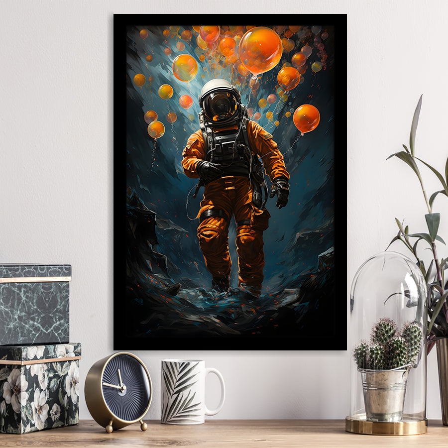 Astronaut And Balloons V1 Framed Art Prints Wall Decor, Painting Art ...