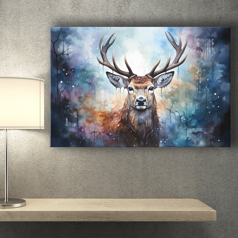Deer Stag Head Water Color In The Forest V4 Canvas Prints Wall Art Hom ...