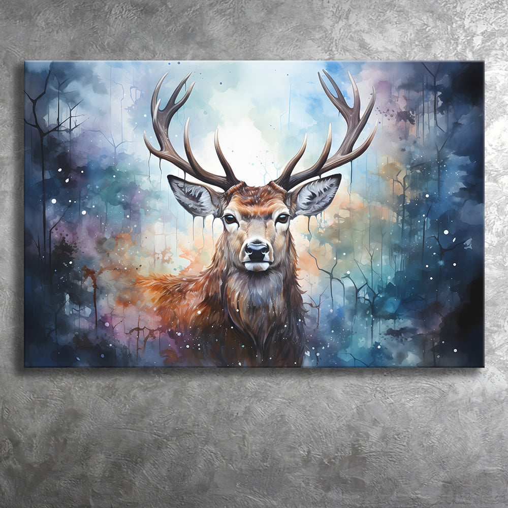 Deer Stag Head Water Color In The Forest V4 Canvas Prints Wall Art Hom ...