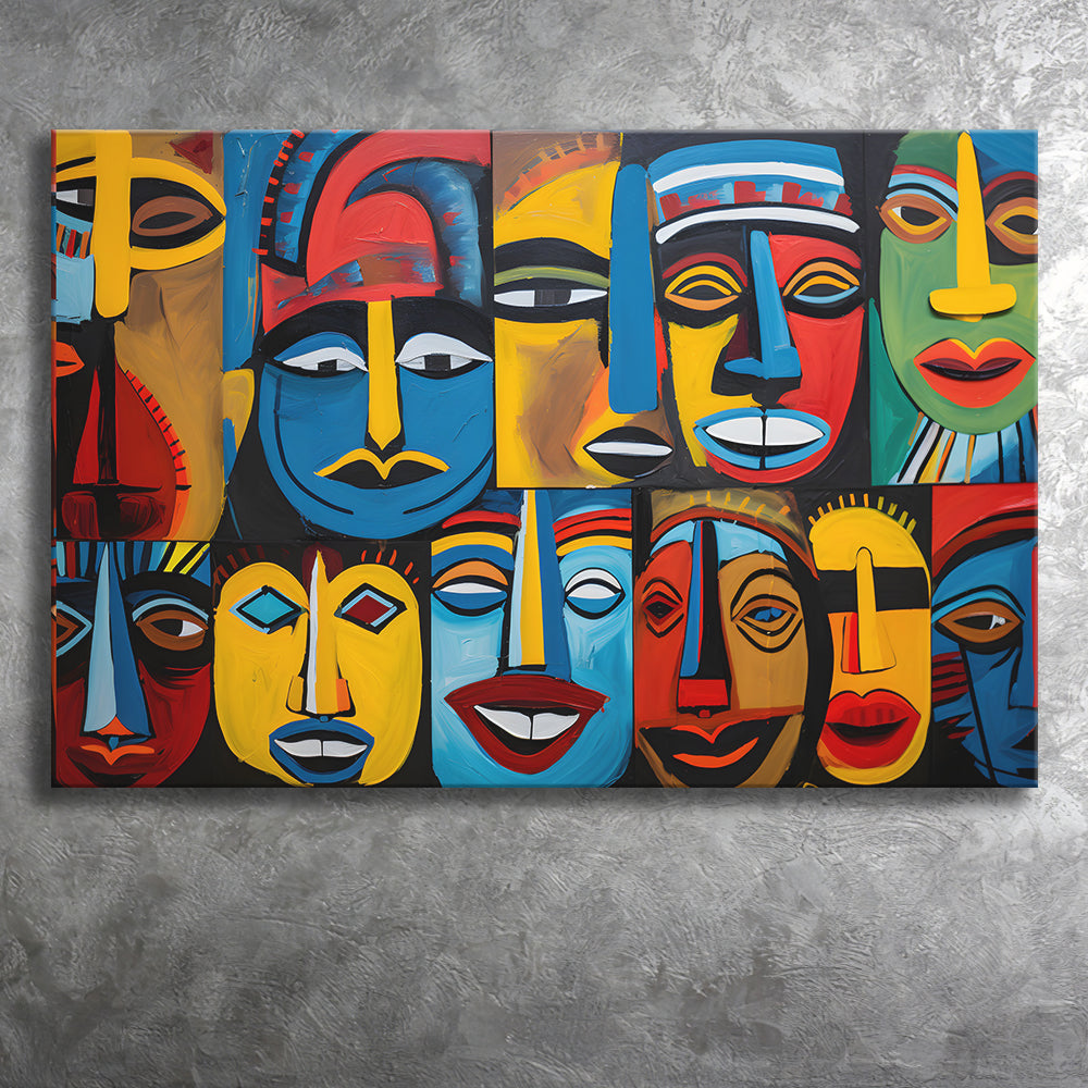 Diffirent Mask Native American Abstract Faces Painting Canvas Prints W ...