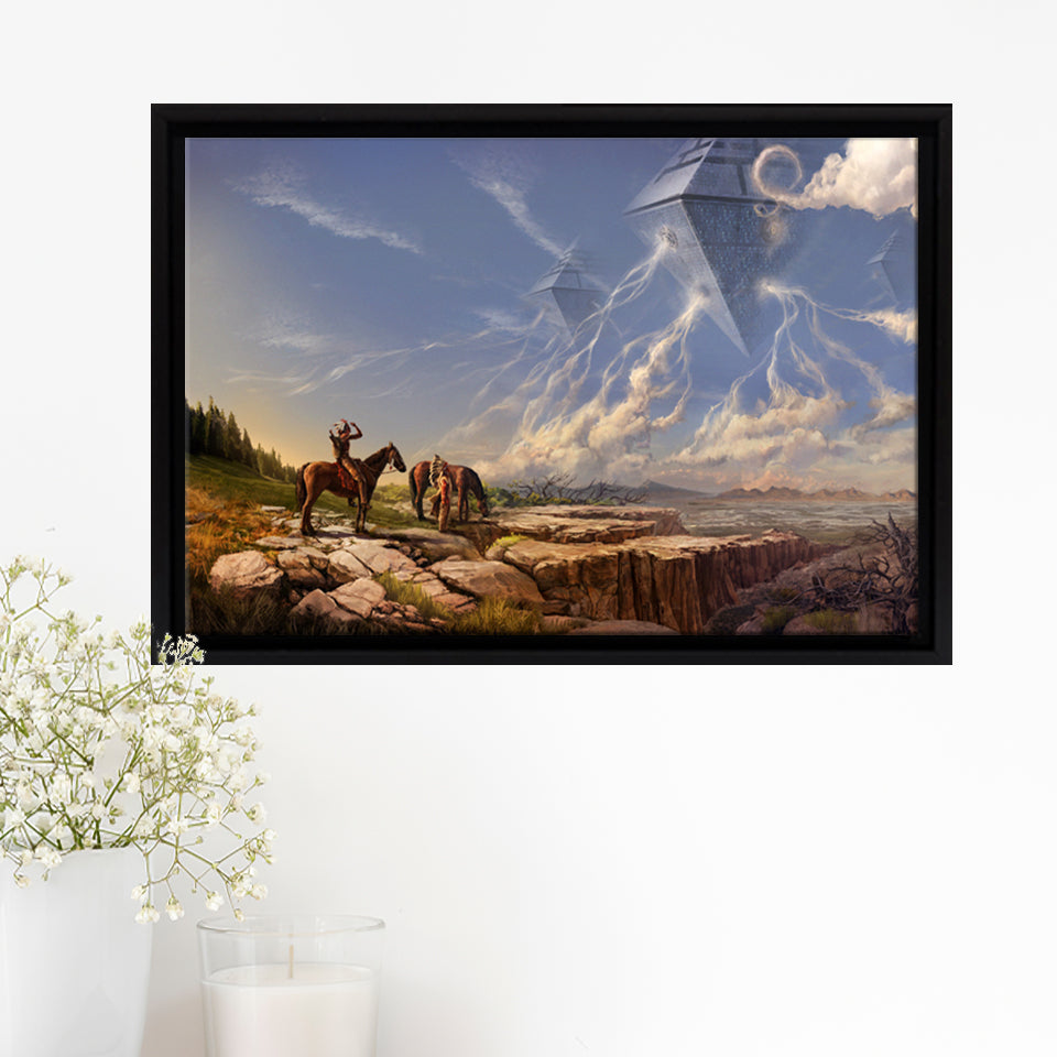 Fantasy Art Native Americans Science Fiction Spaceship Framed Canvas P ...