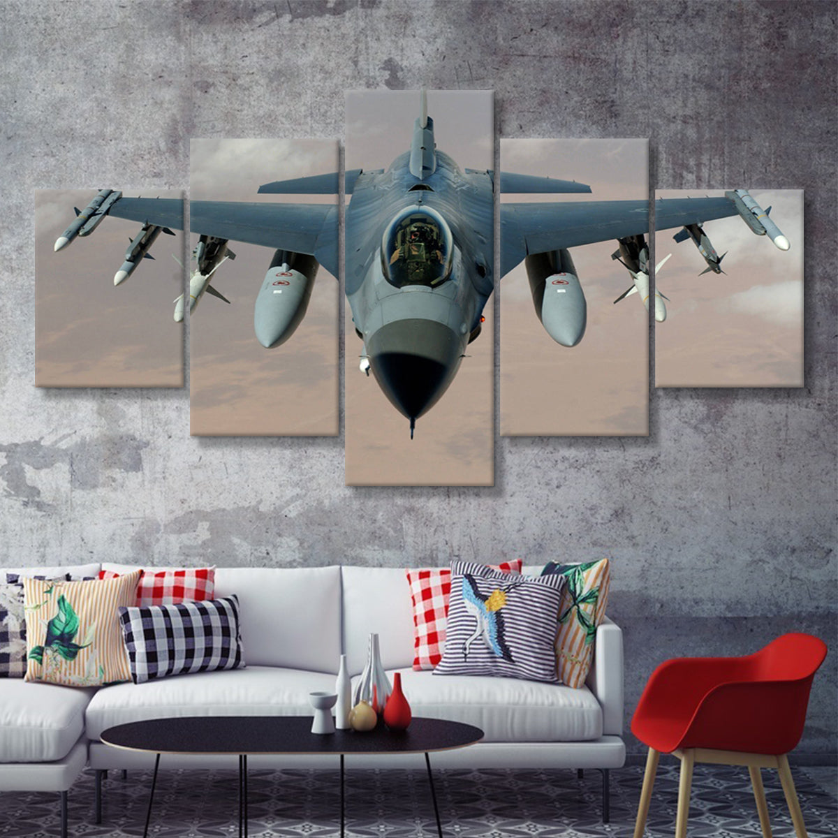 Fighter Jet Fighter Aircraft F 16 Falcon Aircraft 5 Piece Canvas Print ...