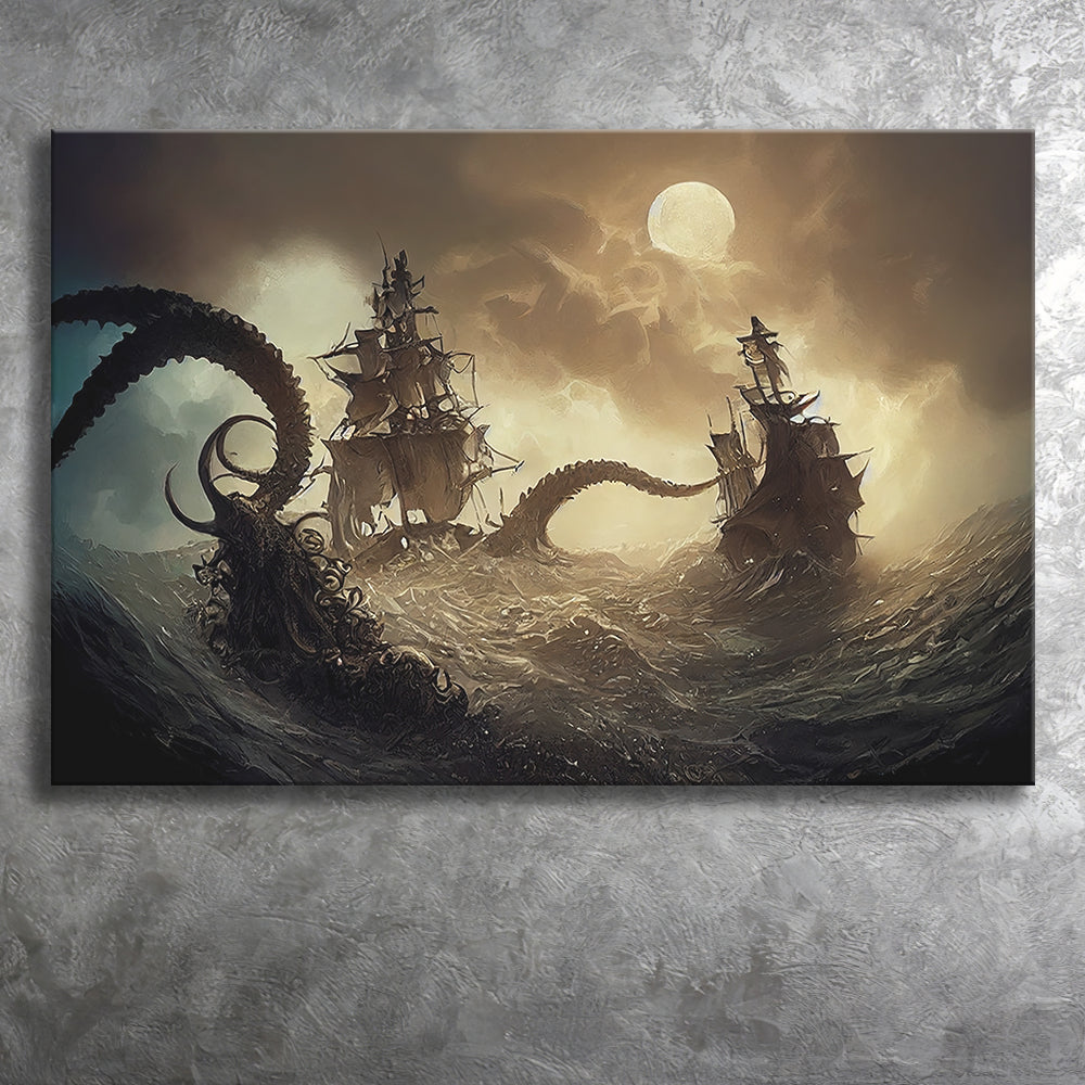 Kraken Attacking Ship Painting