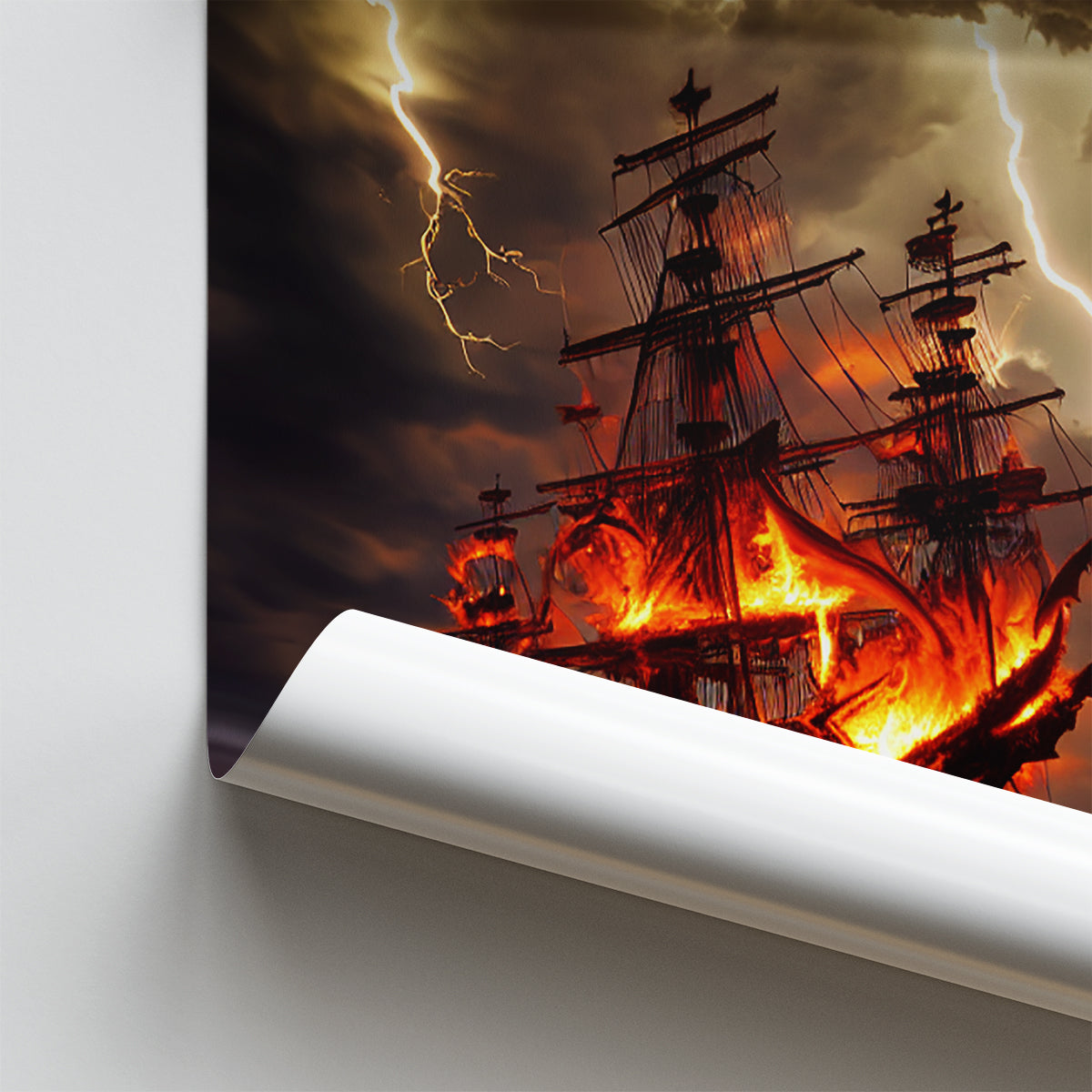 Pirate Ship Battle Fire Storm Is Comming, Poster Art, Poster Print Wal ...