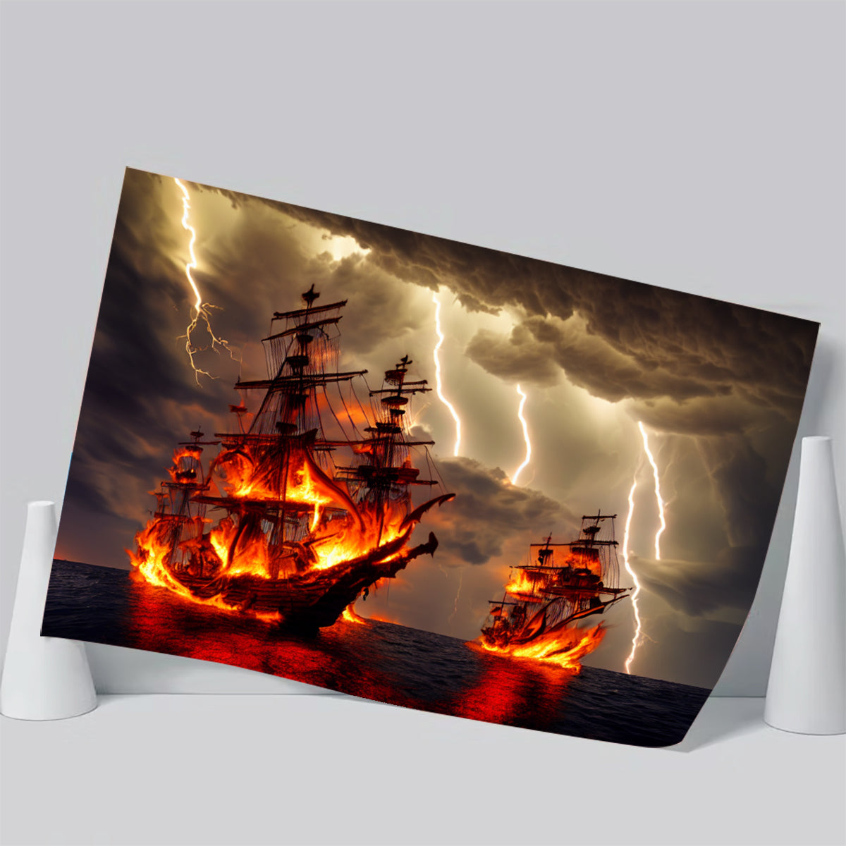Pirate Ship Battle Fire Storm Is Comming, Poster Art, Poster Print Wal ...