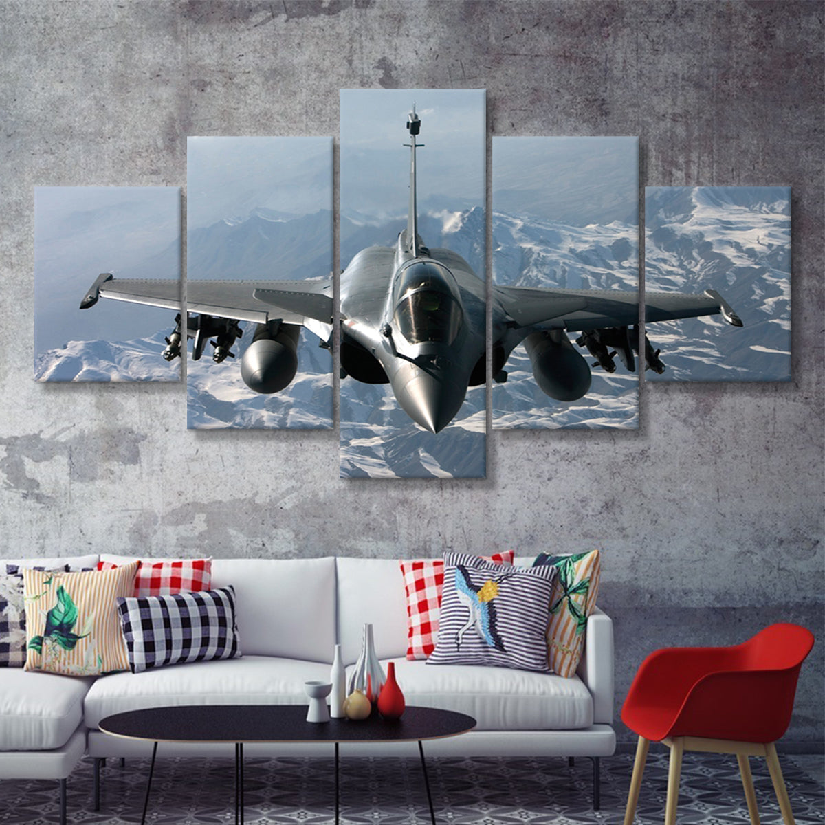 Rafale Fighter Jet Military Airplane Plane Fighter 33 5 Piece Canvas P ...