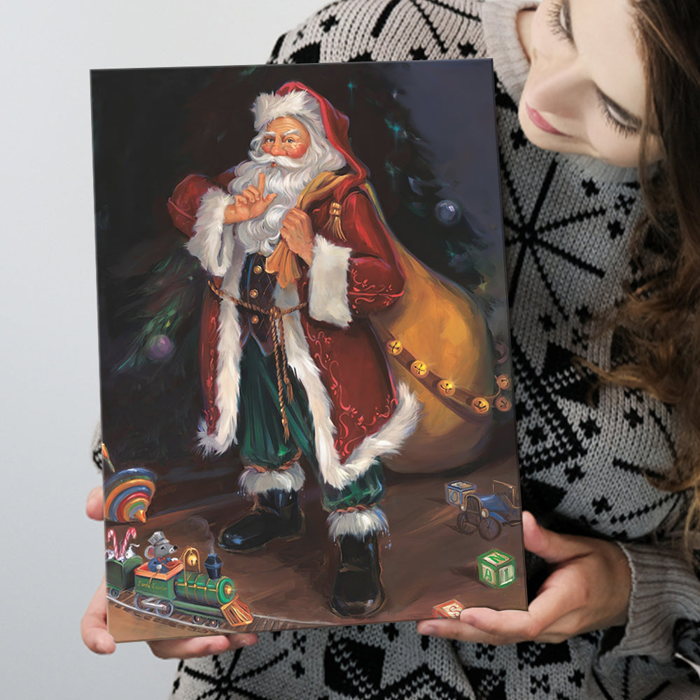 shhh Santa Claus is coming Canvas Xmas Prints Wall Art - Painting Canv ...