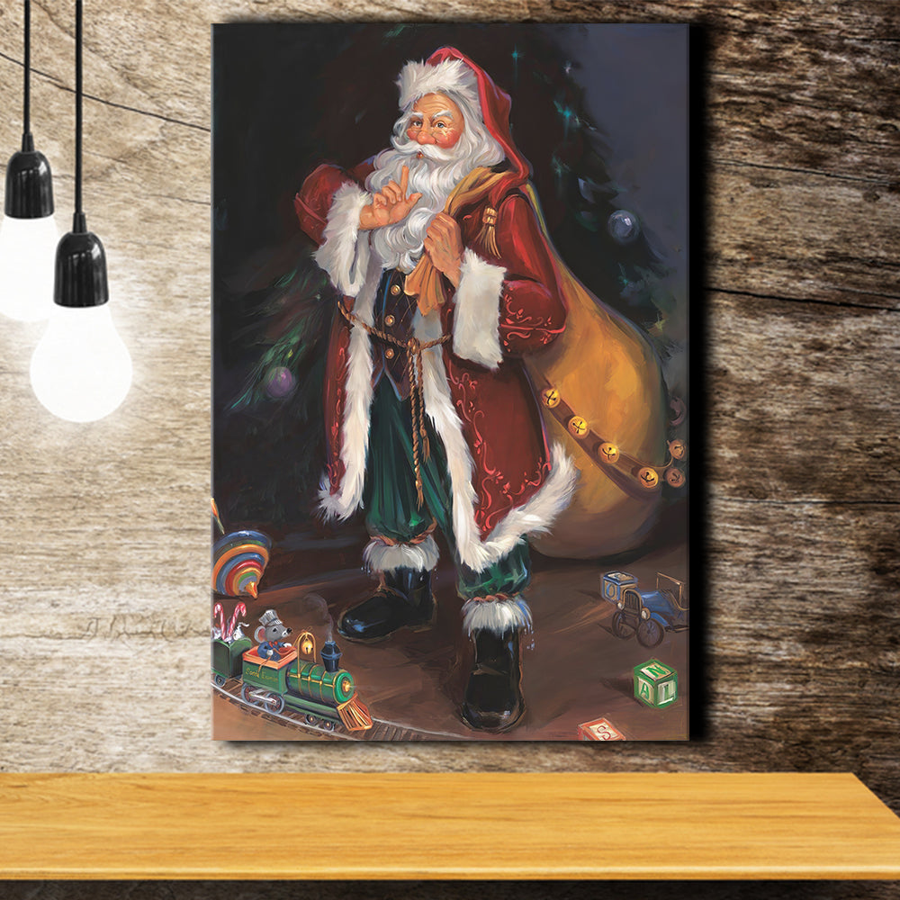 shhh Santa Claus is coming Canvas Xmas Prints Wall Art - Painting Canv ...