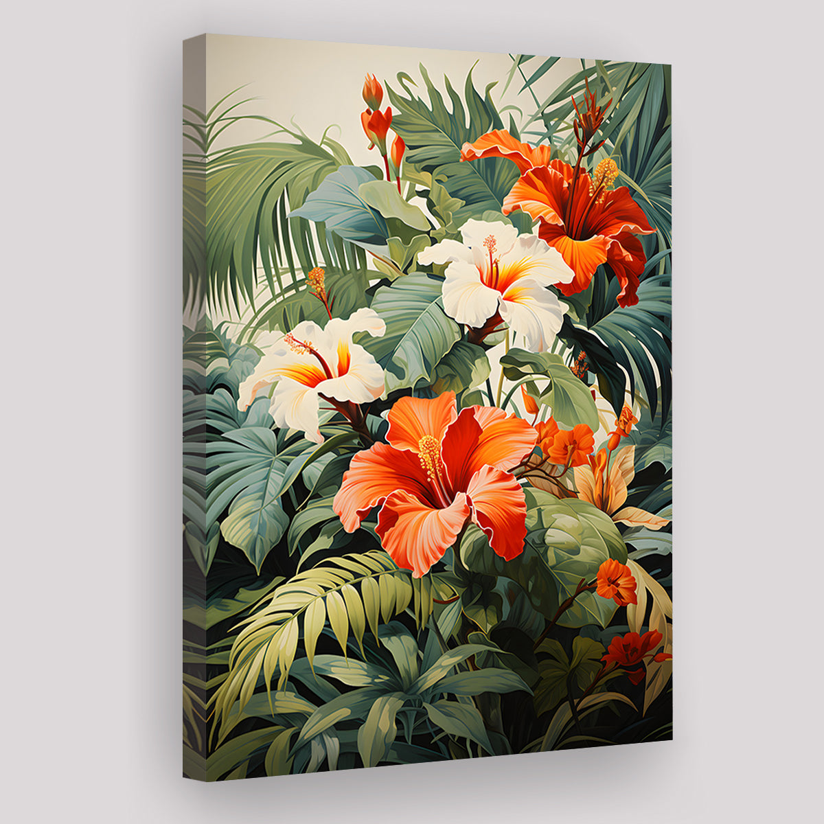 Tropical Palm Tree And Flowers Art V1 Summer Decor Canvas Prints Wall ...