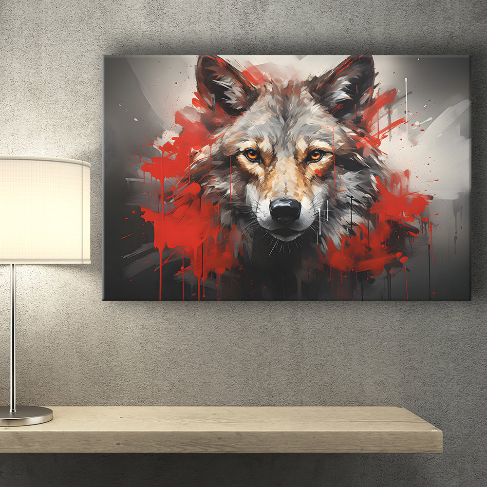 Wolf Head Red And Black Canvas Prints Wall Art Home Decor, Painting Ca ...